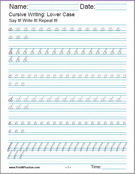 Free Printable Cursive Handwriting Sheets FREE PRINTABLE TEMPLATES
