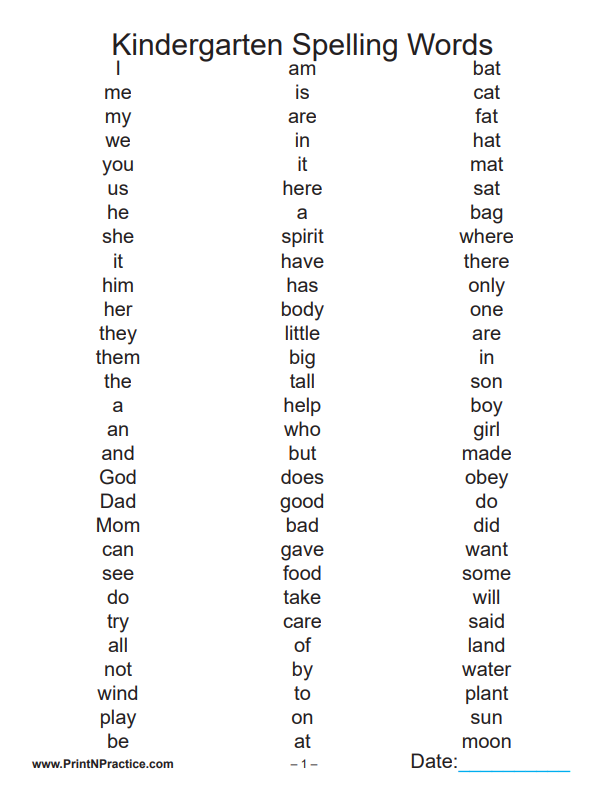 Kindergarten Spelling Book Pdf